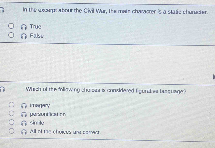 Solved: In the excerpt about the Civil War, the main character is a ...