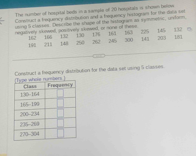 Solved: The number of hospital beds in a sample of 20 hospitals is ...