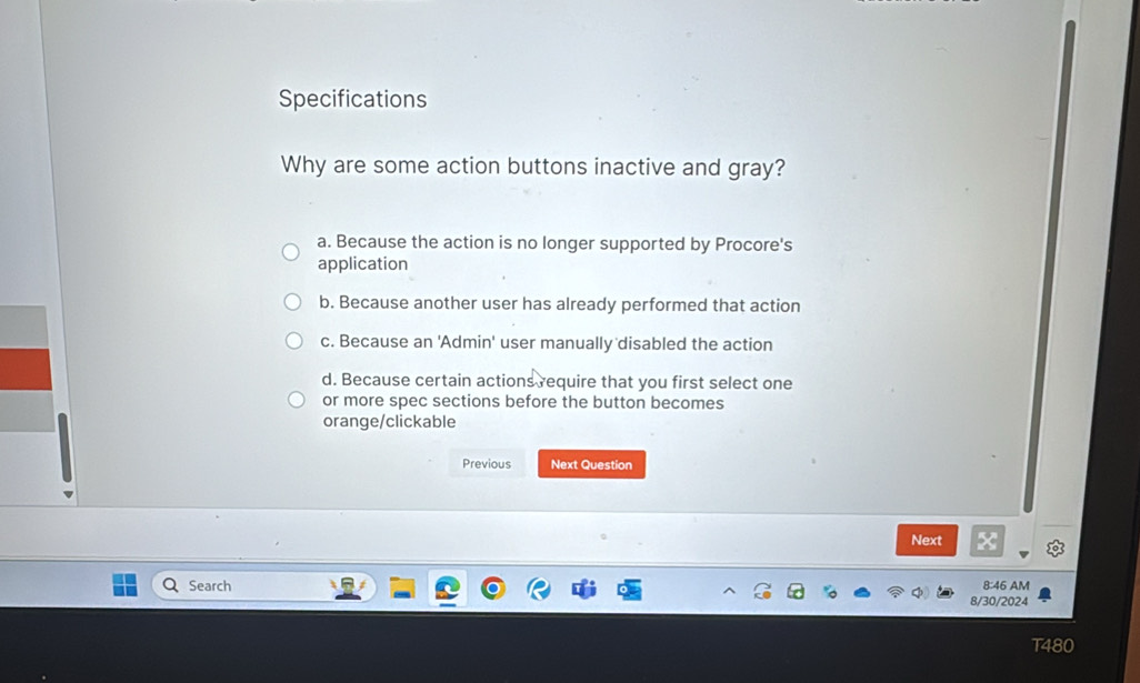 Solved: Specifications Why are some action buttons inactive and gray? a ...