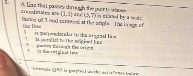 Solved: A line that passes through the points whose coordinates are (1 ...