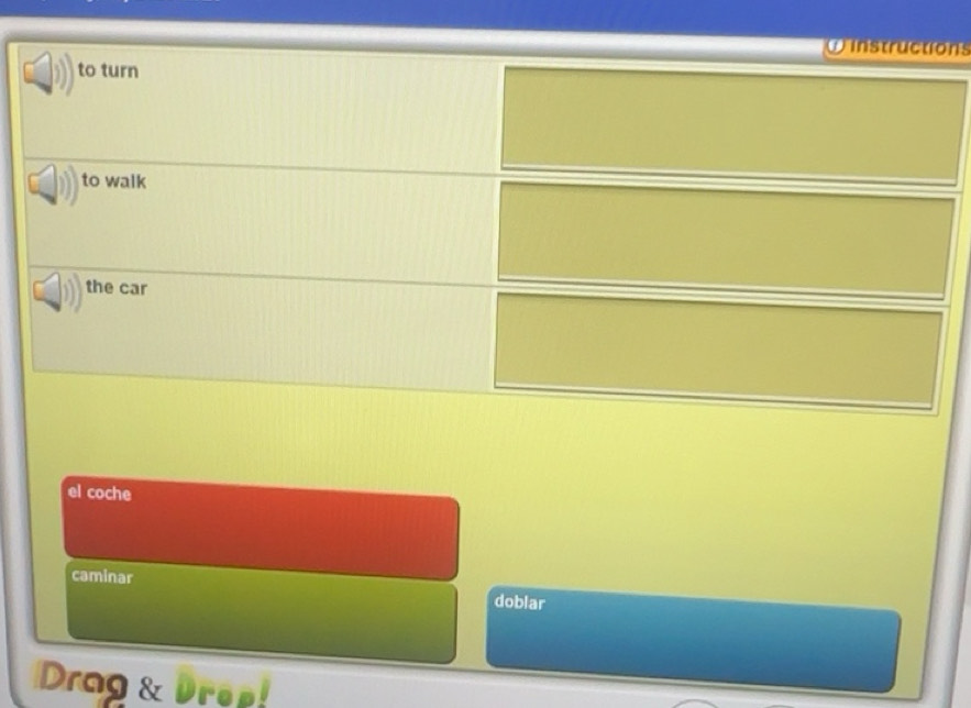 Solved: Winstructions to turn to walk the car el coche caminar doblar ...