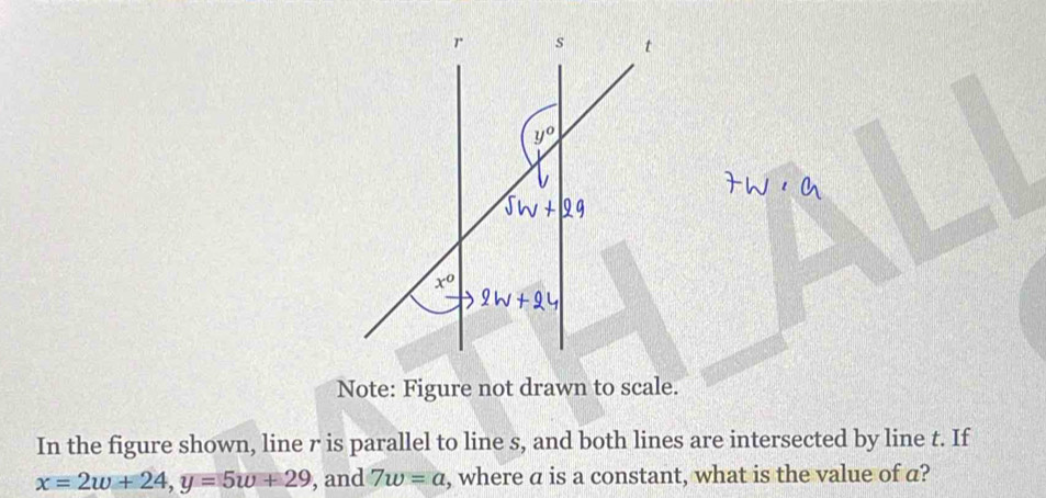 แก้ไขแล้ว:Note: Figure not drawn to scale. In the figure shown, line r ...