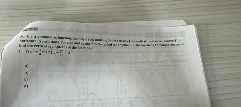 Solved: für Türn For the trigonometric function, identify a) the ...