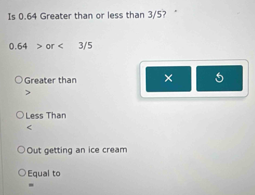Solved: Is 0.64 Greater than or less than 3/5? 0.64 or