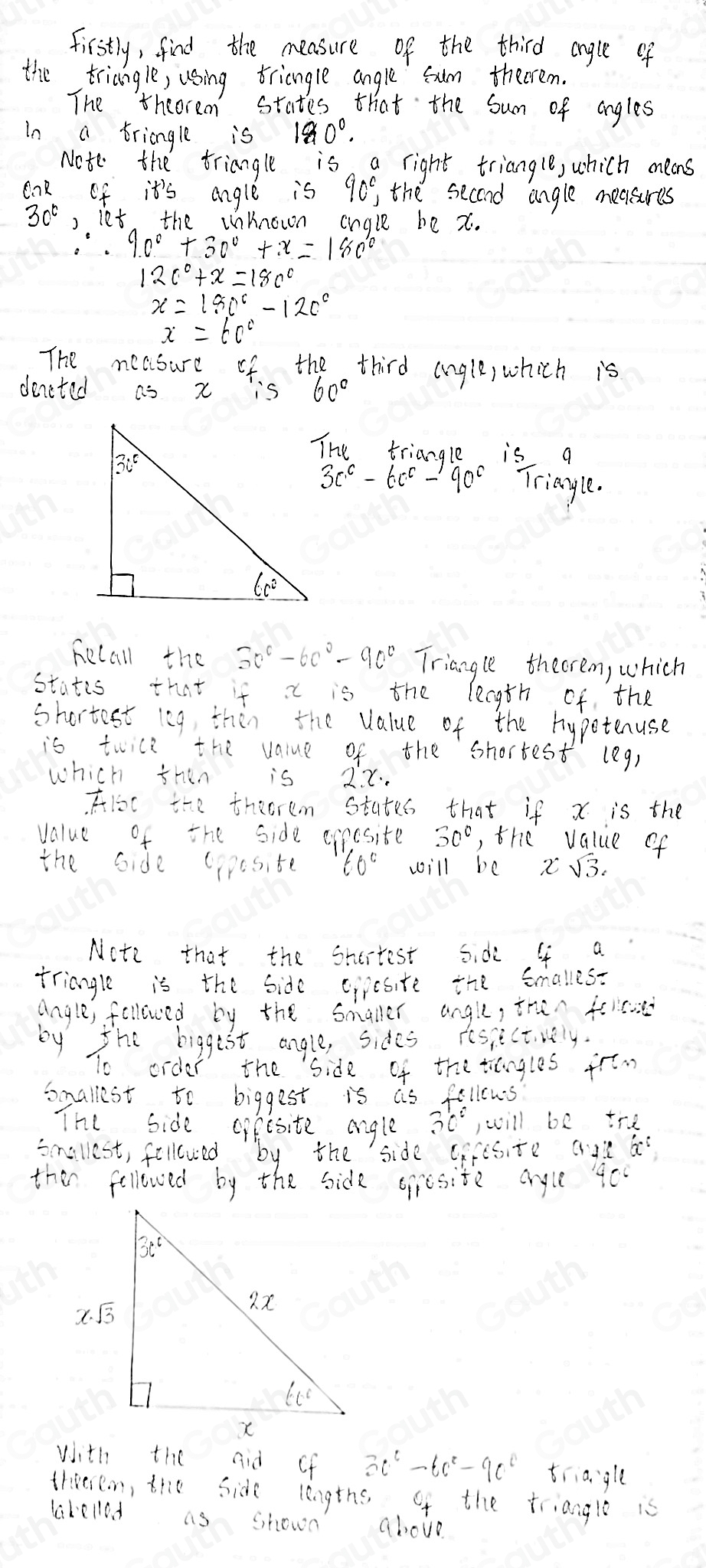Solved: Using the diagram below, label the sides lengths with it's proper length. If it does not ...
