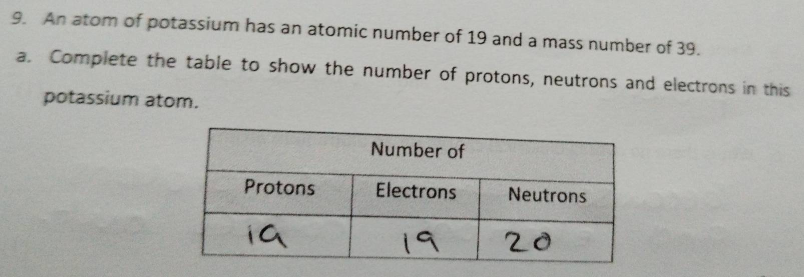 Solved: An atom of potassium has an atomic number of 19 and a mass ...