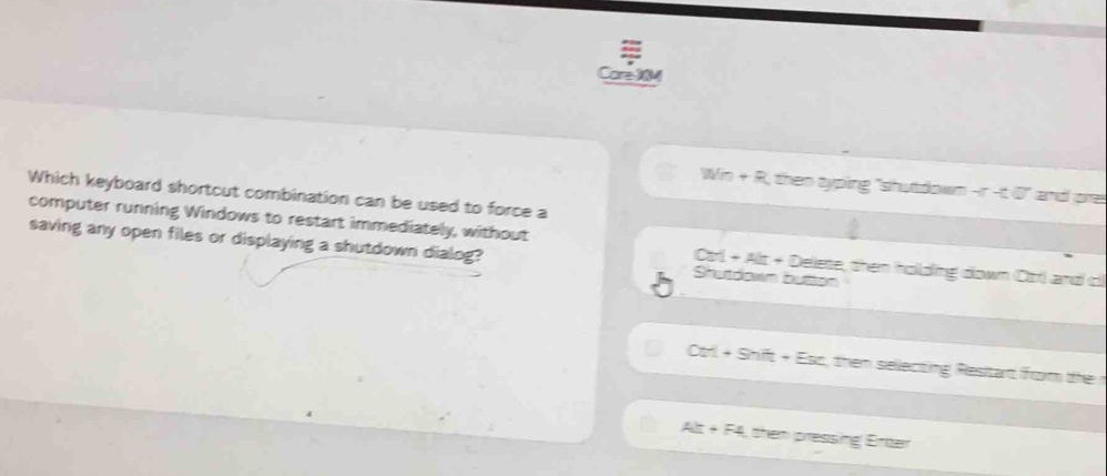 Solved: Care XM Wn+R then typing "shutdown +t0] and pe Which keyboard ...