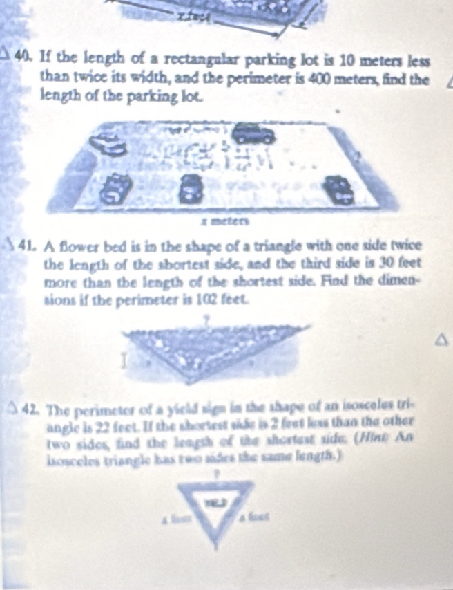 Solved: If the length of a rectangular parking lot is 10 meters less ...