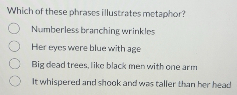 Solved: Which of these phrases illustrates metaphor? Numberless ...