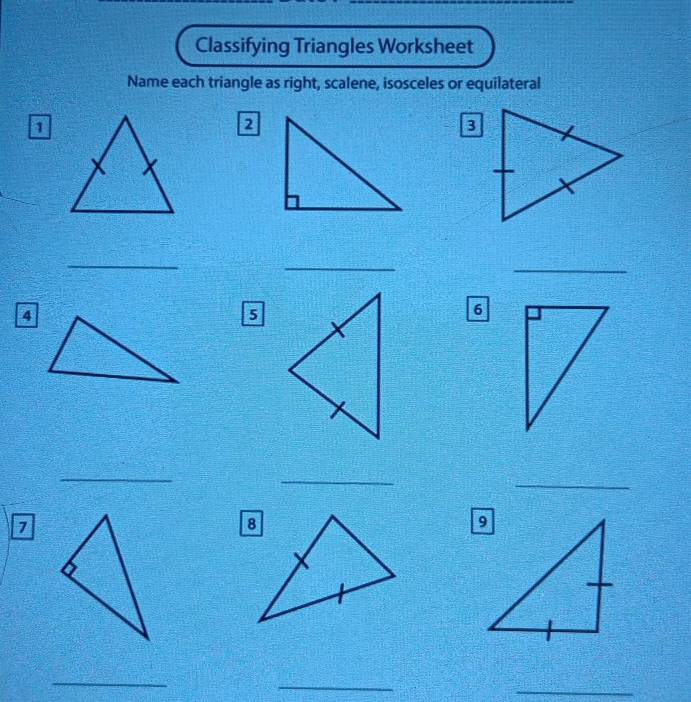 Solved: Classifying Triangles Worksheet Name each triangle as right ...