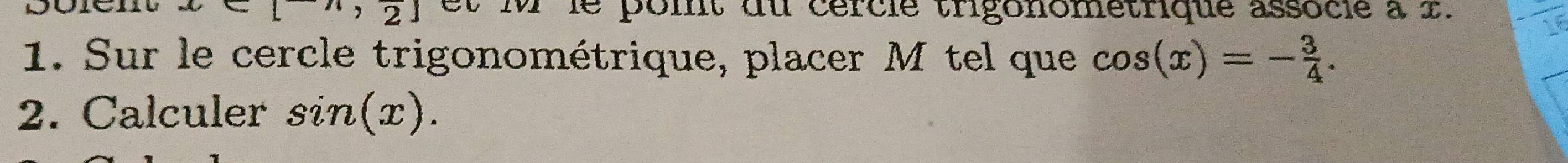 Résolu :[n,2] et Mle poit du cércle trigonometrique associe à 2. 1. Sur ...
