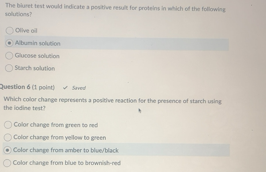 Solved: The biuret test would indicate a positive result for proteins ...