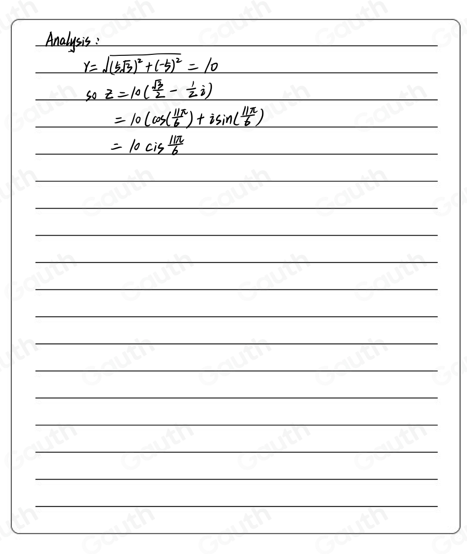 Solved: Express the complex number z=5sqrt(3)-5i in polar form rcisθ ...