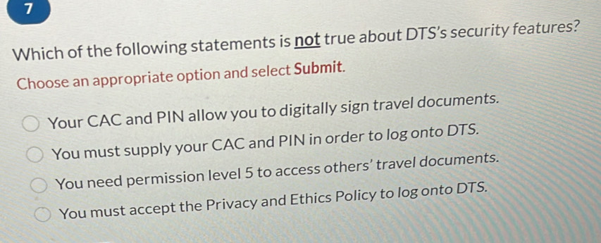 Solved: Which of the following statements is not true about DTS’s ...