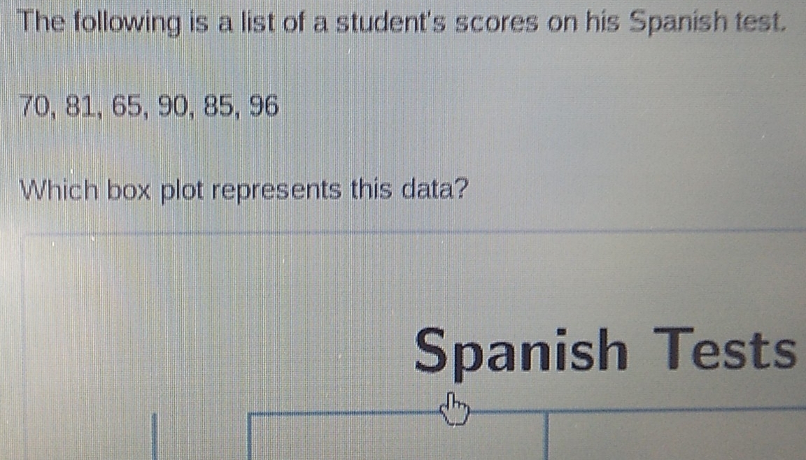 The following is a list of a student's scores on his Spanish test. 70 ...