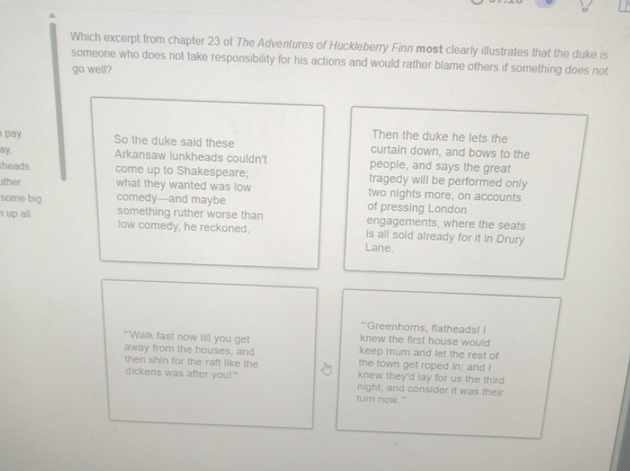 Solved: Which excerpt from chapter 23 of The Adventures of Huckleberry ...