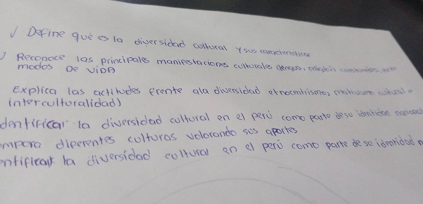 Resuelto:Define gue es la diversidad coltural ysus cometeristices 3 ...