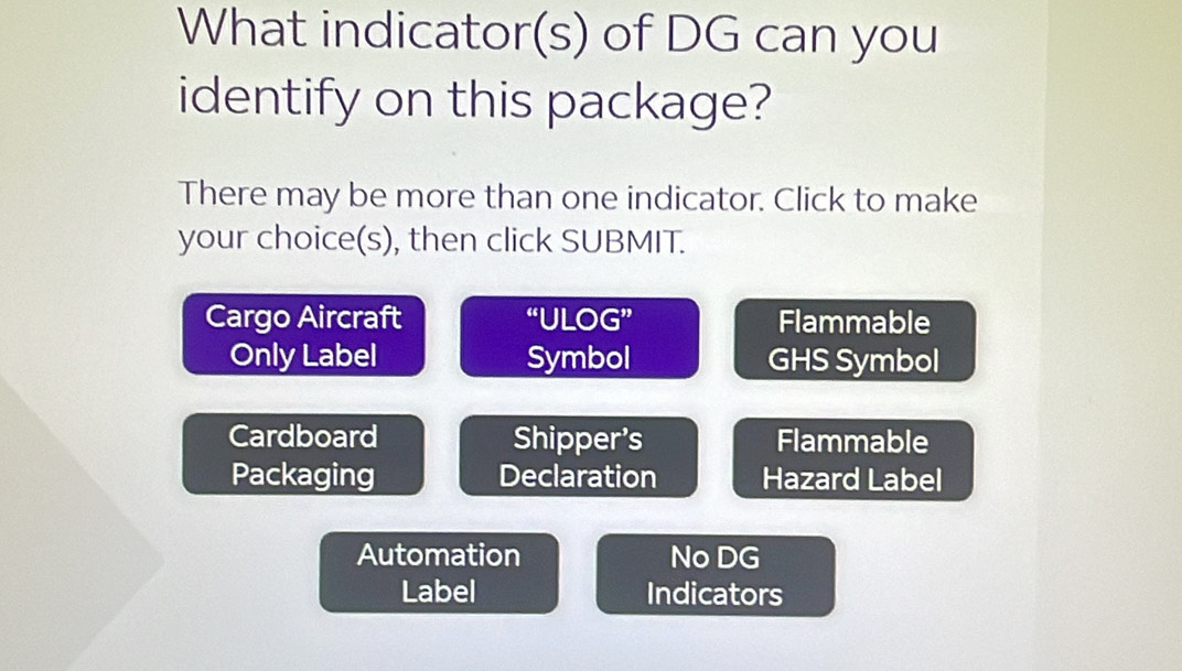Solved: What indicator(s) of DG can you identify on this package? There ...
