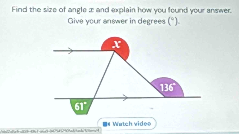 Solved: Find the size of angle x and explain how you found your answer ...