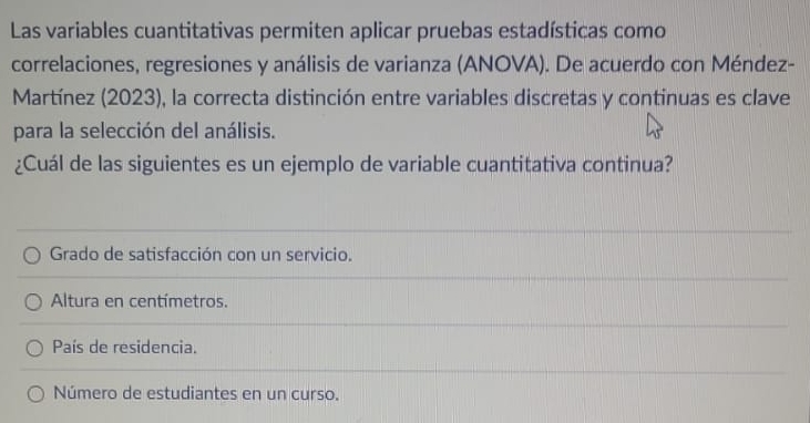 Resuelto:Las variables cuantitativas permiten aplicar pruebas ...