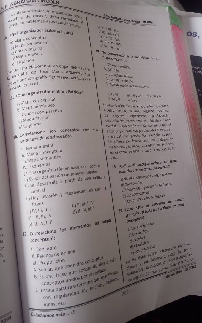 Resuelto:EP. ABRAHAM LINCOLN Erick debe elaborar un organizador sobre ...