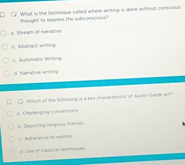 Solved: What is the technique called where writing is done without ...