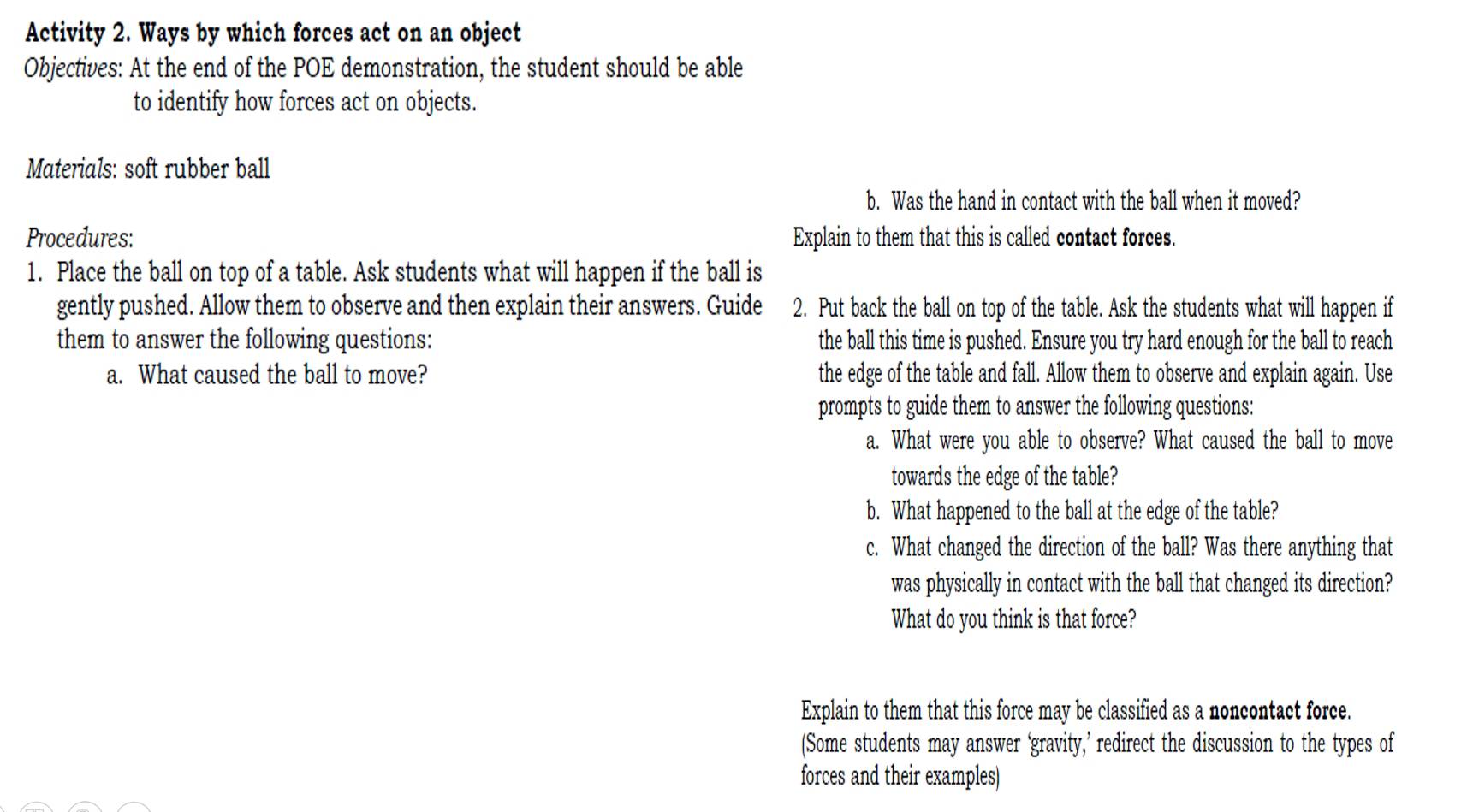 Solved: Activity 2. Ways by which forces act on an object Objectives ...