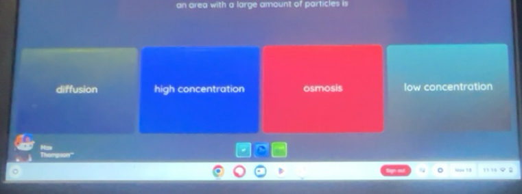 Solved: an area with a large amount of particles is diffusion high ...