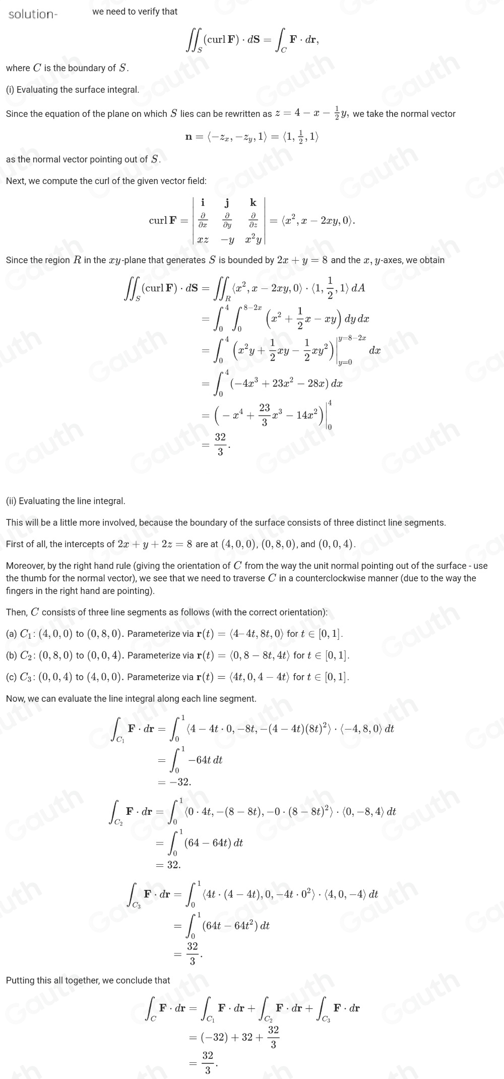 Solved: Verify Stokes’theorem for F=xzi-yj+x^2yk , where S is the ...