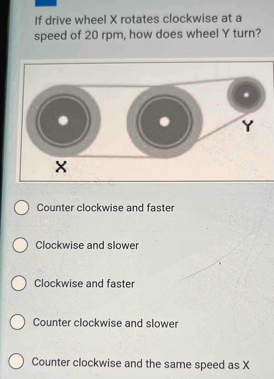 Solved: If drive wheel X rotates clockwise at a speed of 20 rpm, how ...