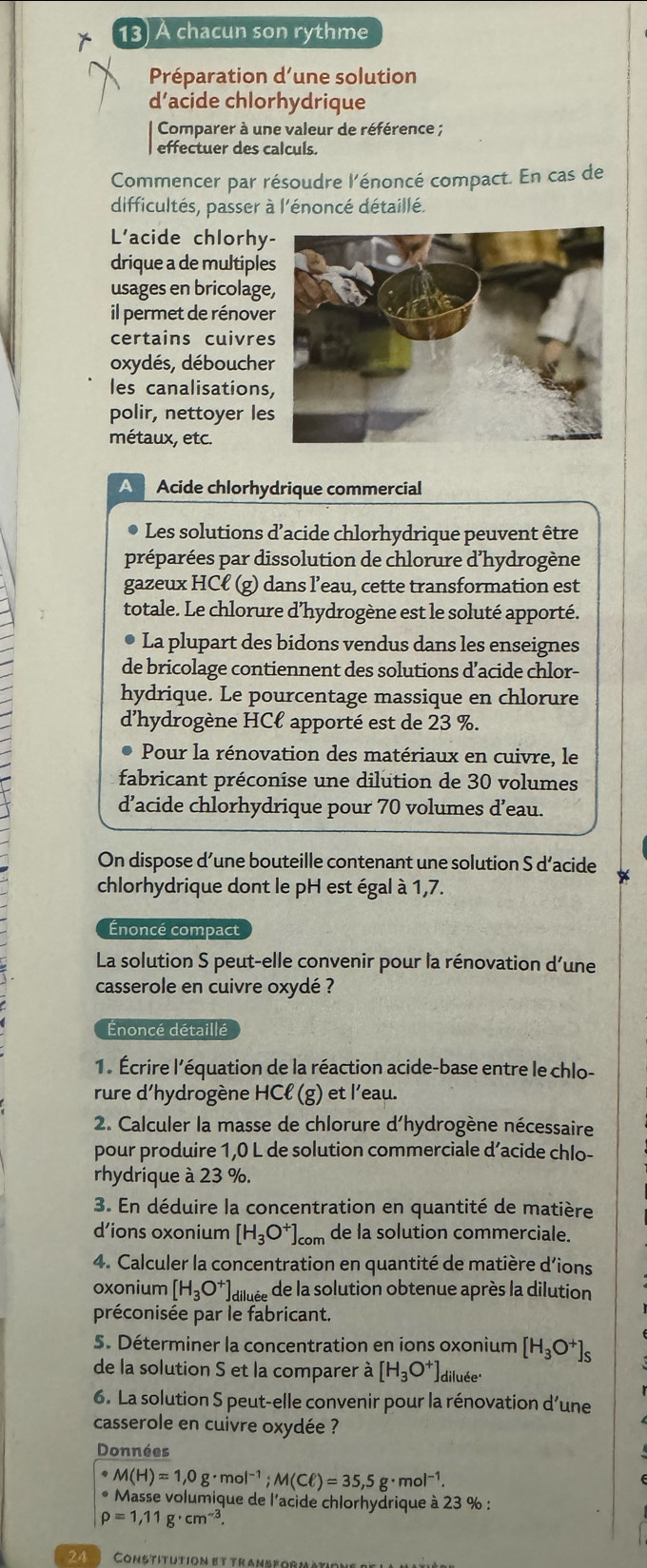 Résolu :À chacun son rythme Préparation d’une solution d’acide ...
