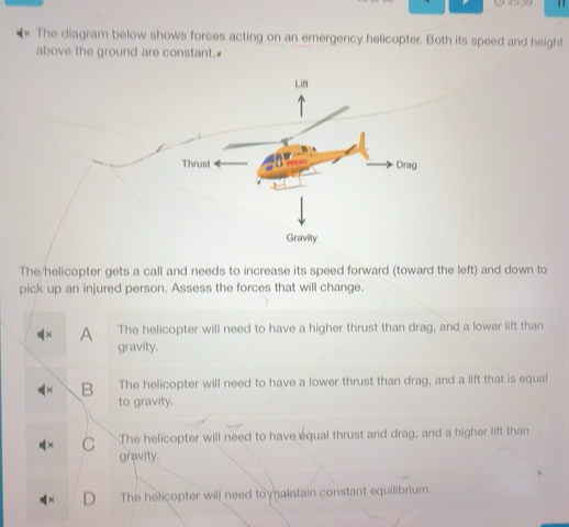 Solved: The diagram below shows forces acting on an emergency ...