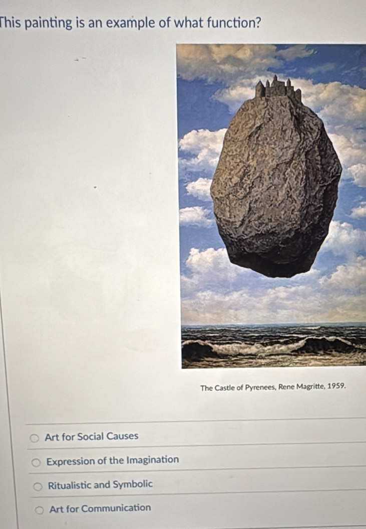 Solved: This painting is an example of what function? The Castle of ...