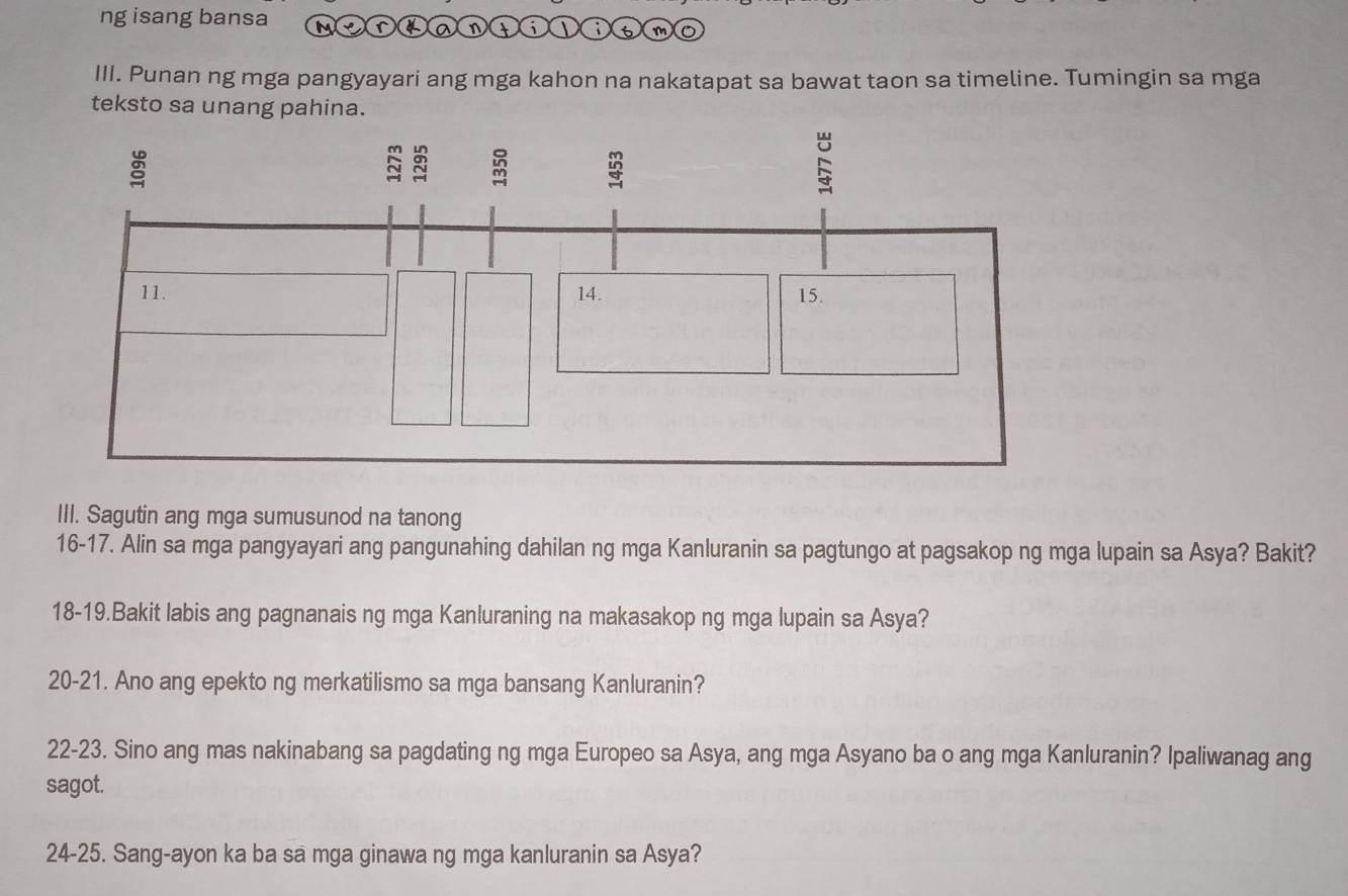 Solved: ng isang bansa a n + III. Punan ng mga pangyayari ang mga kahon ...
