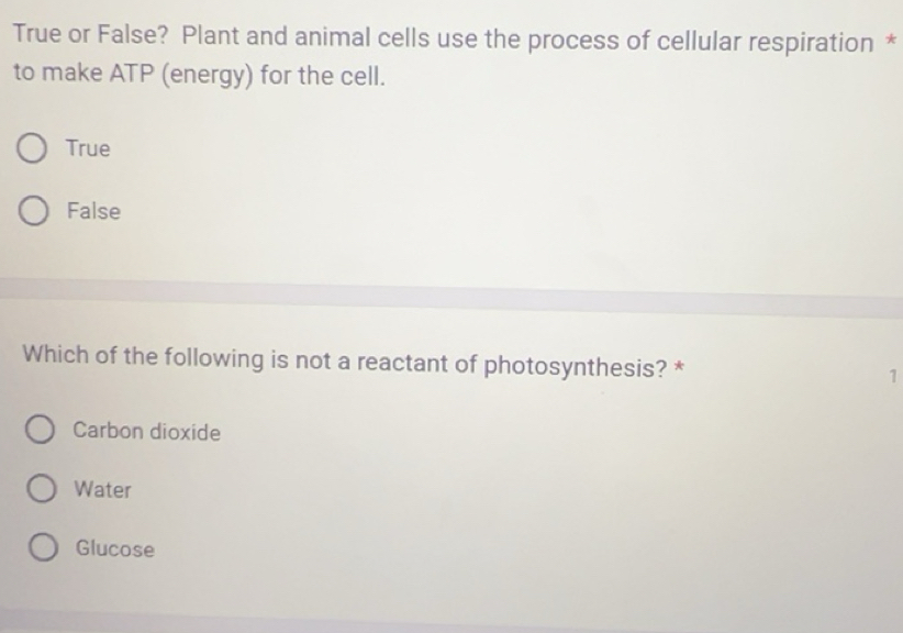 Solved: True or False? Plant and animal cells use the process of ...