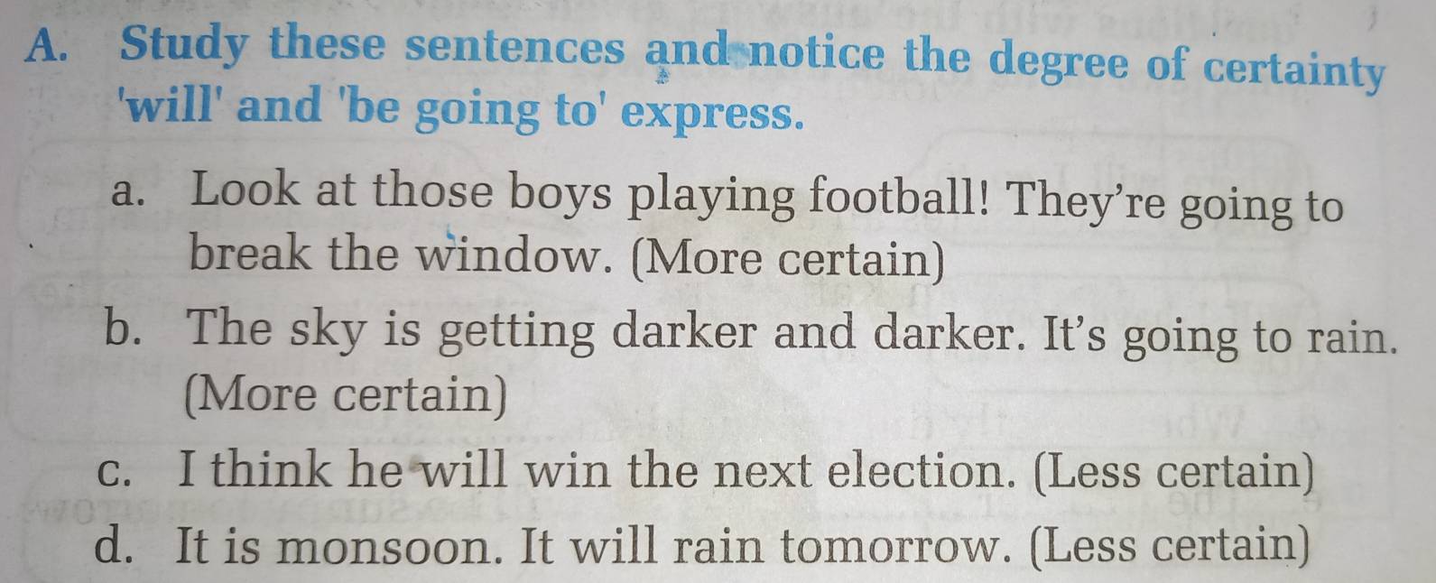 Solved: Study these sentences and notice the degree of certainty 'will ...