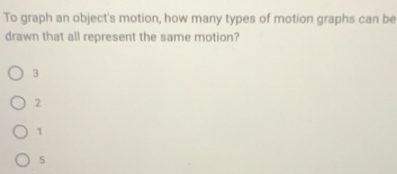 Solved: To graph an object's motion, how many types of motion graphs ...