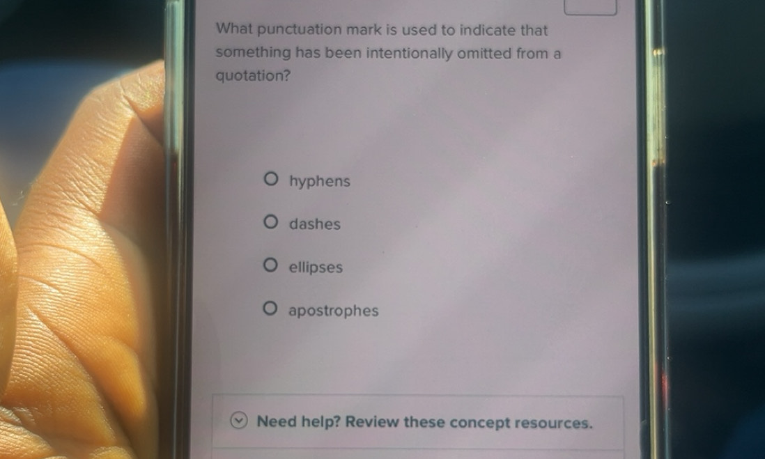 Solved: What punctuation mark is used to indicate that something has ...