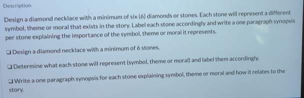 Solved: Description Design a diamond necklace with a minimum of six (6 ...