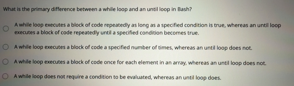 Solved: What is the primary difference between a while loop and an ...