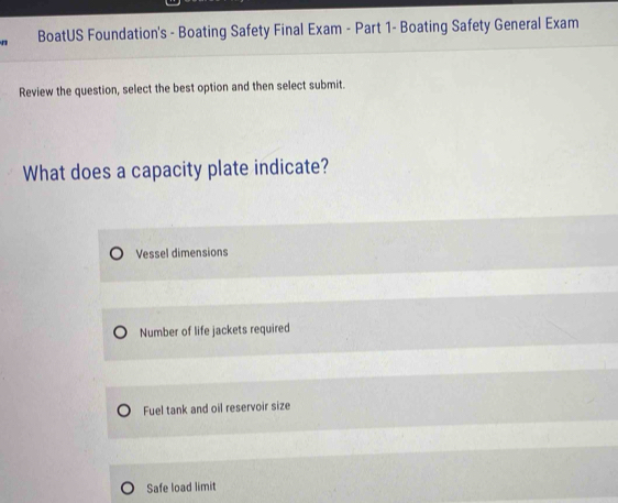 Solved: BoatUS Foundation's - Boating Safety Final Exam - Part 1 ...