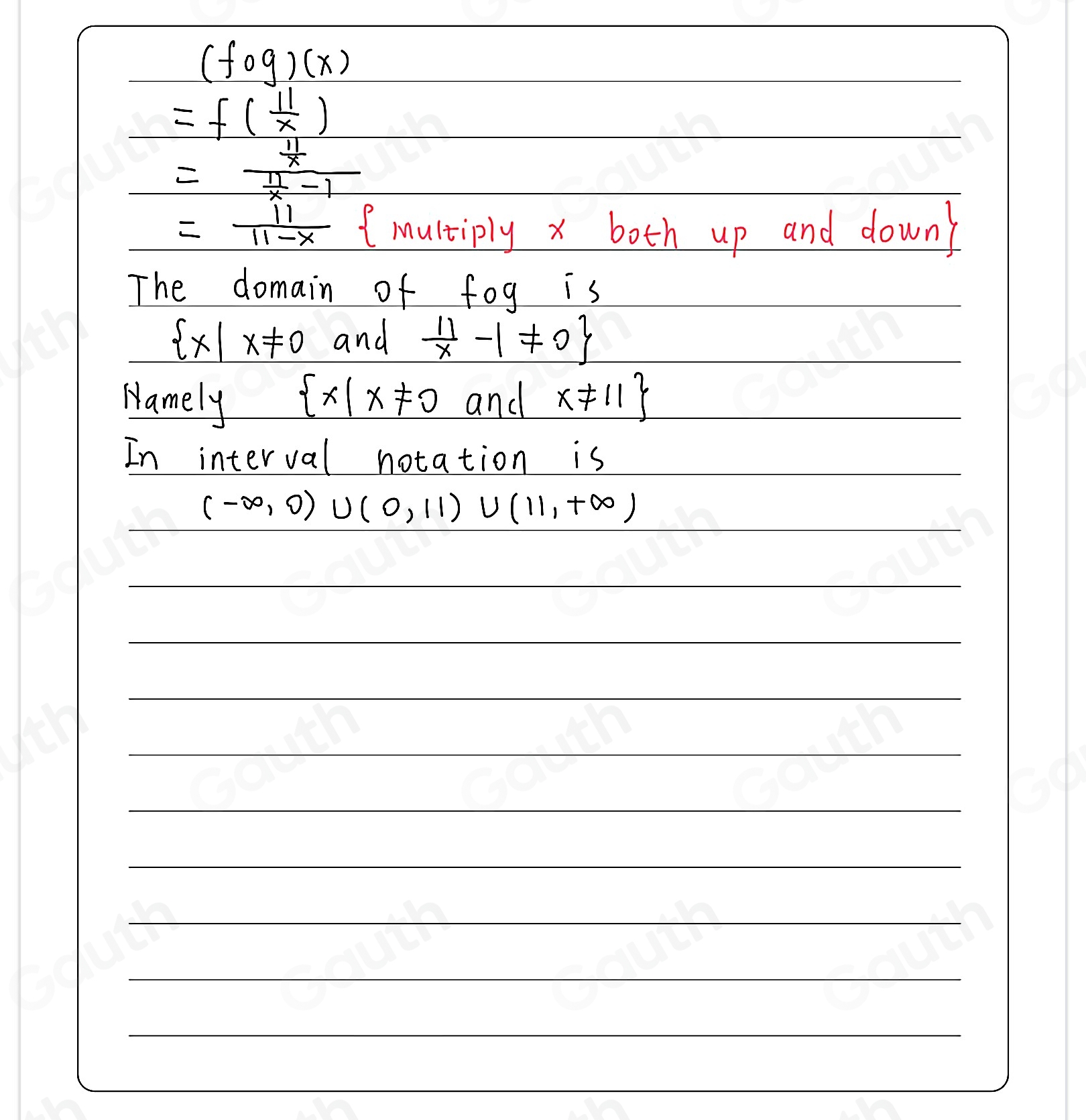 Solved: For the functions f(x)= x/x-1 and g(x)= 11/x , find the ...