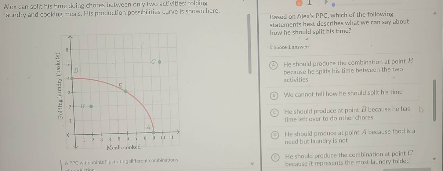 Solved: Alex can split his time doing chores between only two ...