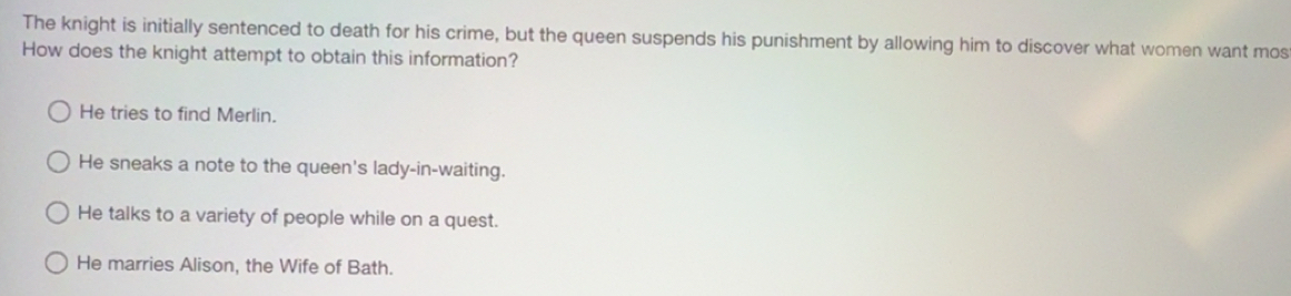 Gelöst:The knight is initially sentenced to death for his crime, but ...