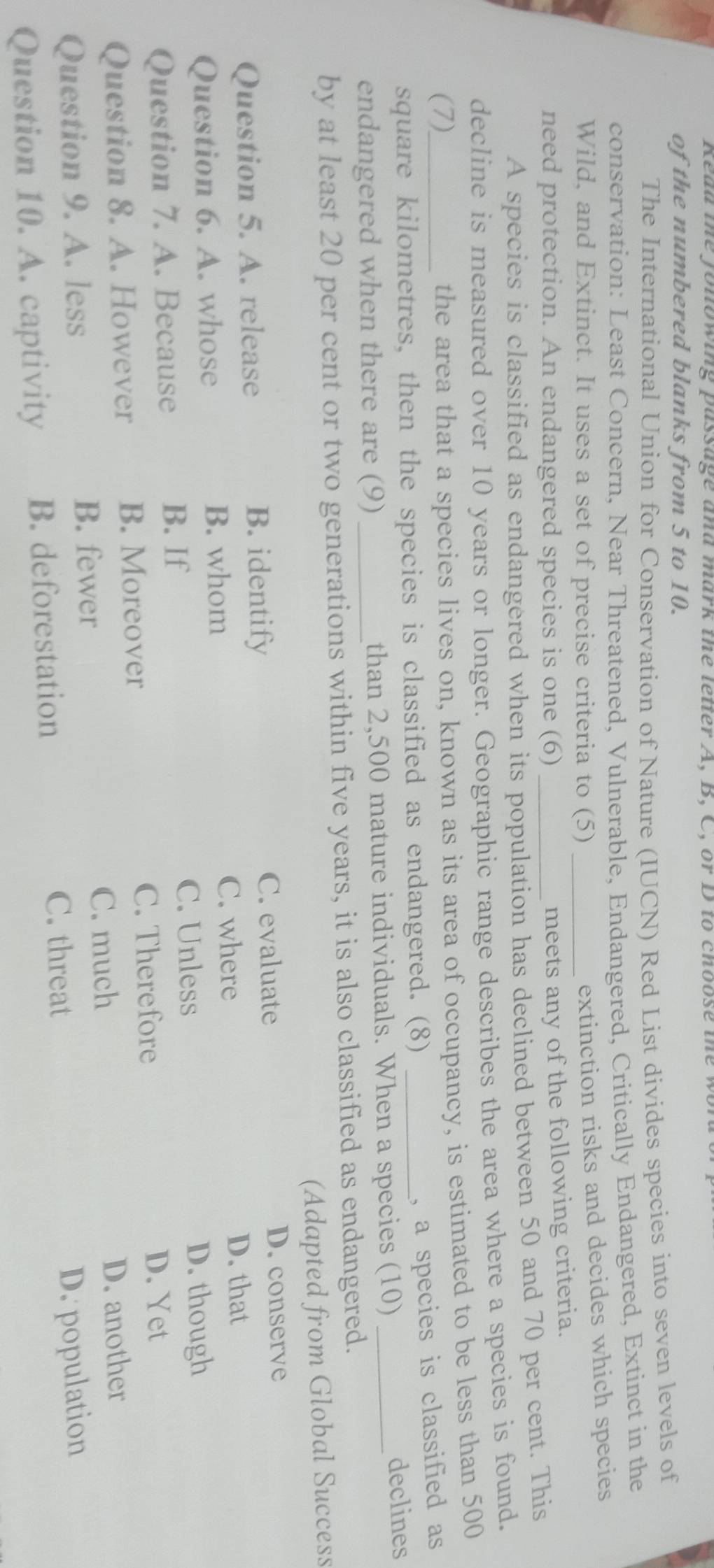 Giải quyết:kead the fonowing passage and mark the letter A, B, C, or D ...
