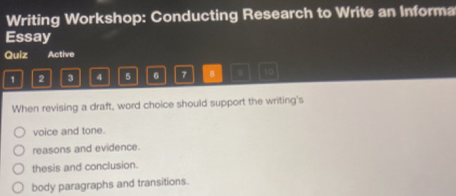 Solved: Writing Workshop: Conducting Research to Write an Informa Essay ...