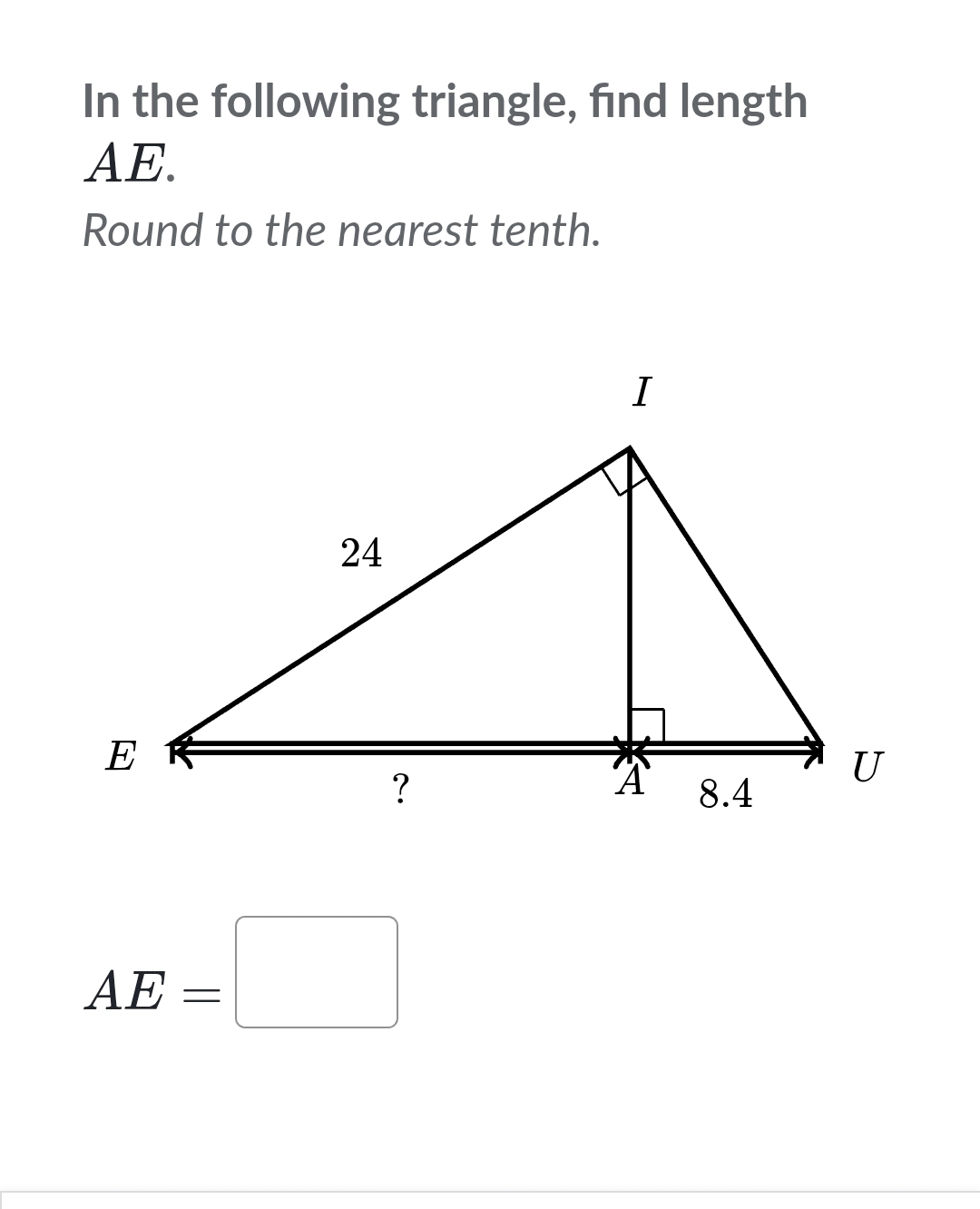 Solved: In the following triangle, find length AE. Round to the nearest ...