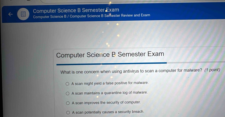 Solved: Computer Science B Semester Exam Computer Science B / Computer ...