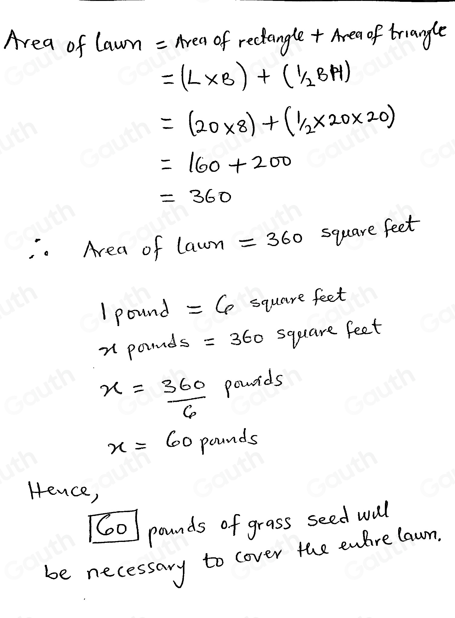Solved: Jake is planting a five-sided lawn as shown in the figure. The ...