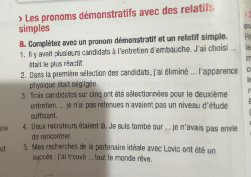 Gelöst:Les pronoms démonstratifs avec des relatifs 1 simples 01 8 ...